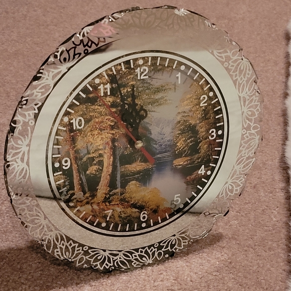 Tianguan | Accents | Vintage Tianguan Glass Clock Wooded Scene New In ...